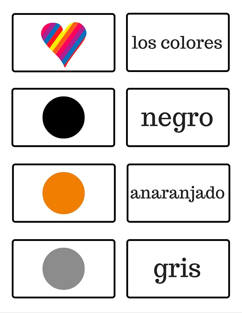 Los Colores - Colors - Flashcards in Spanish - Etsy