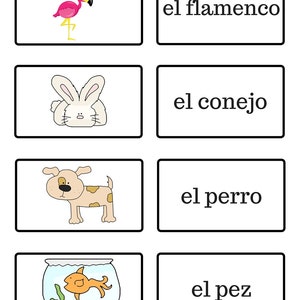 Los Animales - Animals - Spanish Flash Cards - Etsy