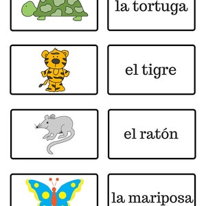 Los Animales - Animals - Spanish Flash Cards - Etsy