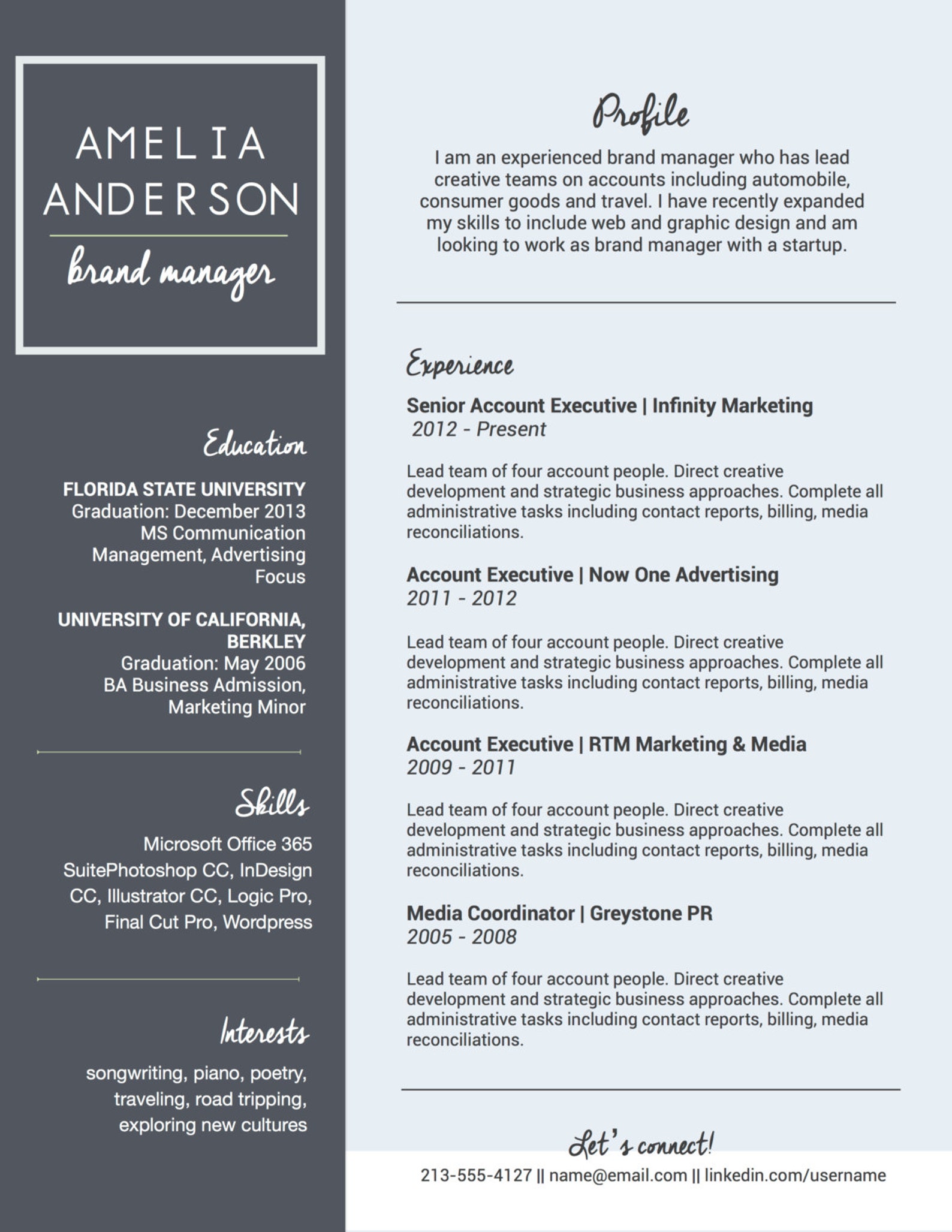 Resume Template | the "audrey" | Modern Resume Design | Instant MS Word ...