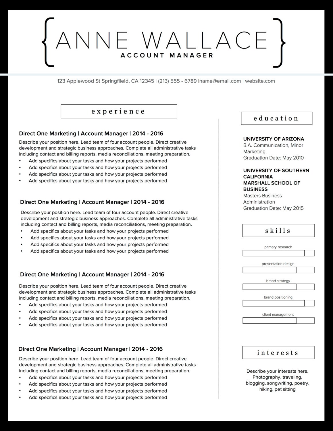 Resume Template the anne Modern Resume Design - Etsy