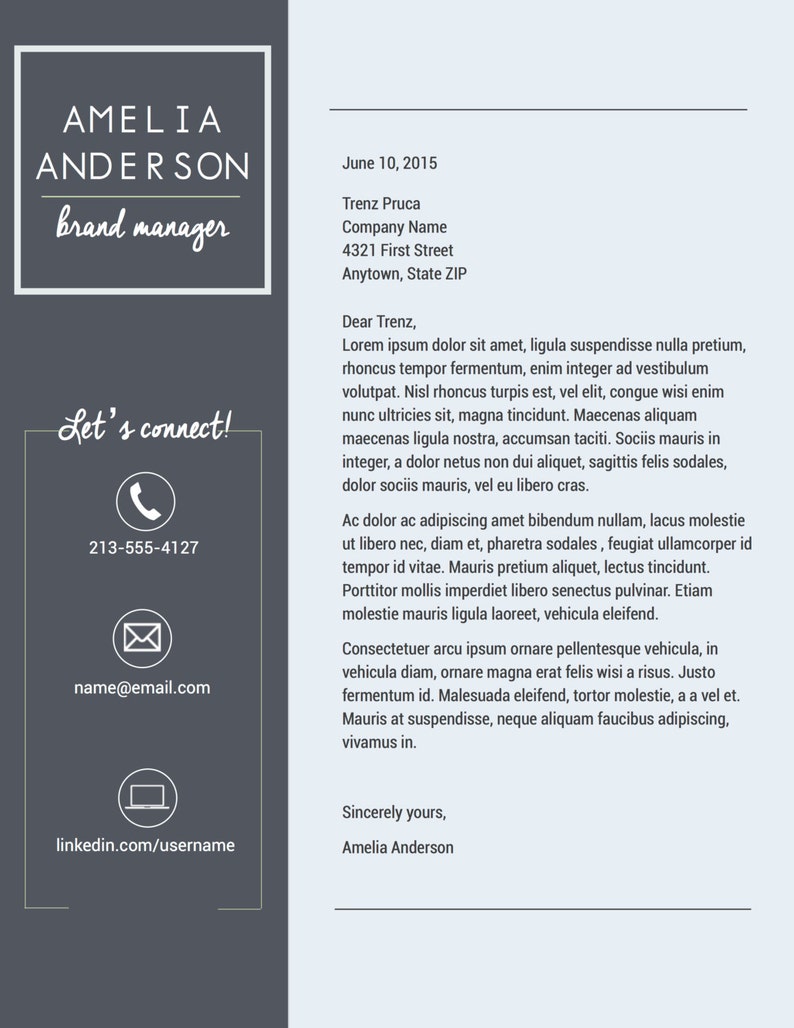 Resume Template | the "audrey" | Modern Resume Design | Instant MS Word ...