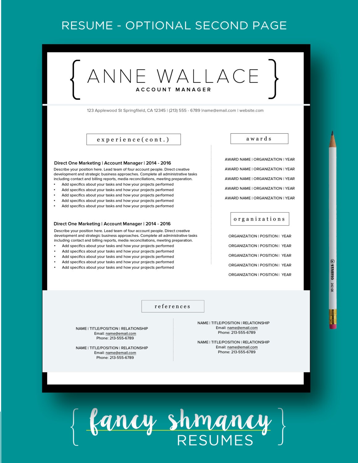 Resume Template the anne Modern Resume Design - Etsy