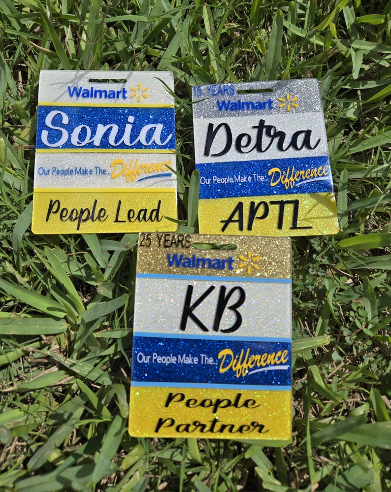 Walmart Glitter Name Badge Tag - Personalized Store Tag - Etsy