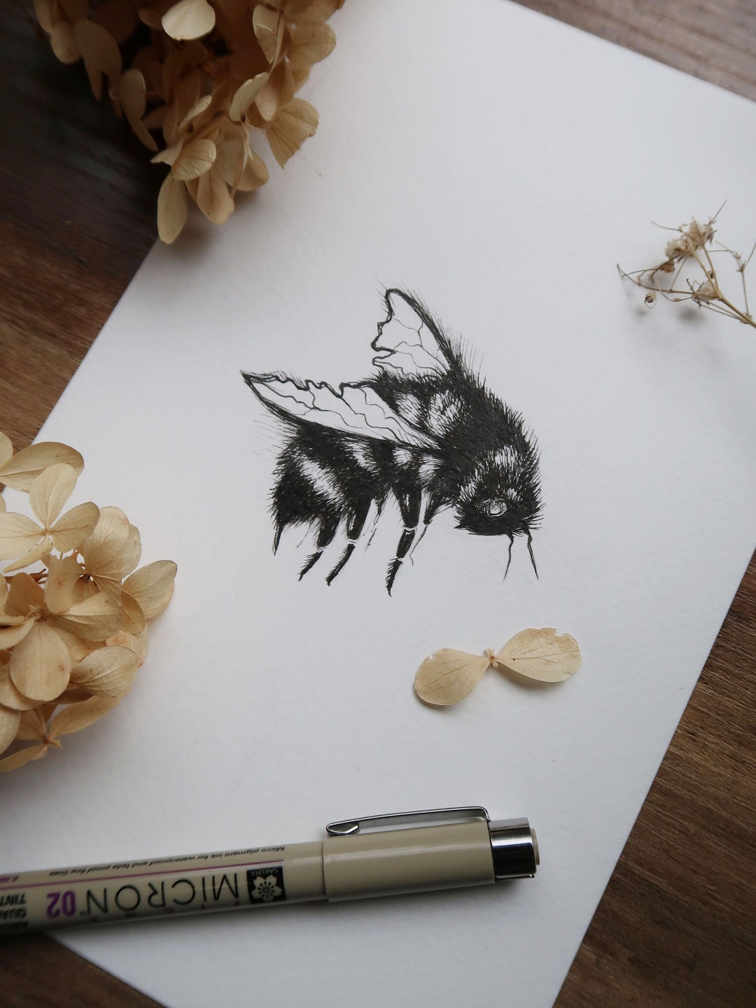 Bumblebee Pen and Ink Fine Art Print - Etsy