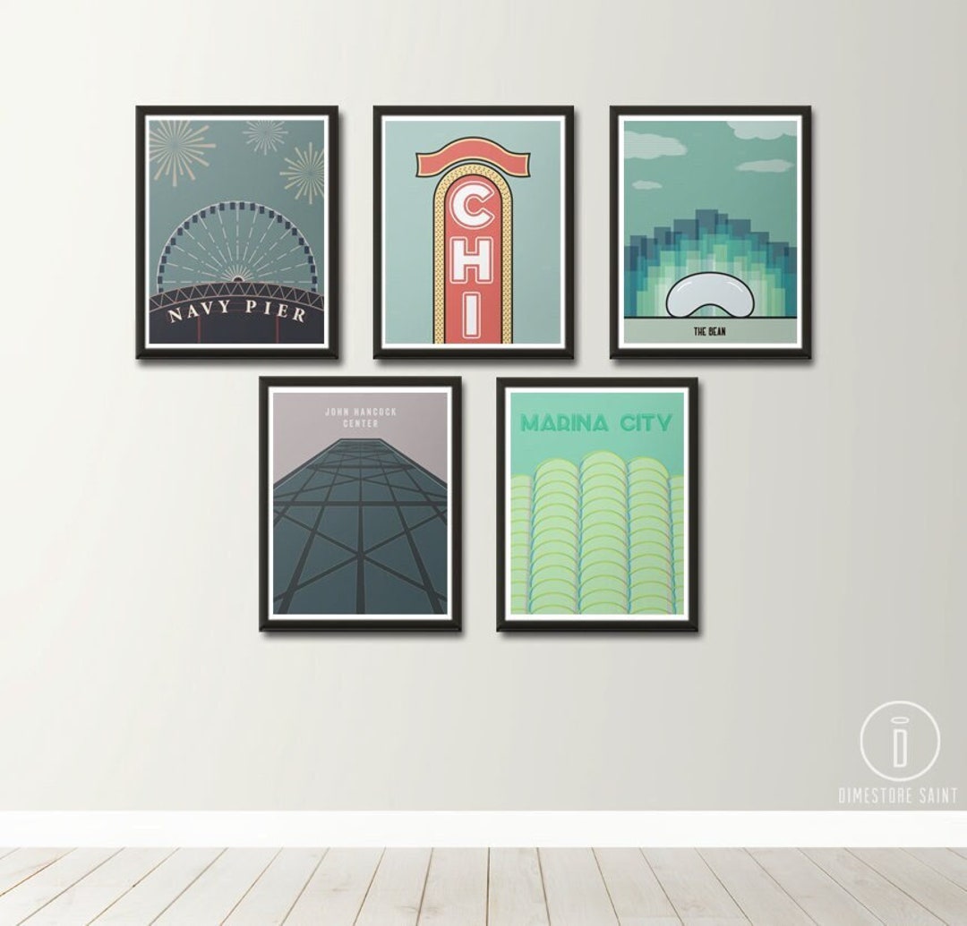 Chicago Icons Posters - Chicago Skyline - Chicago Landmarks - Chicago ...