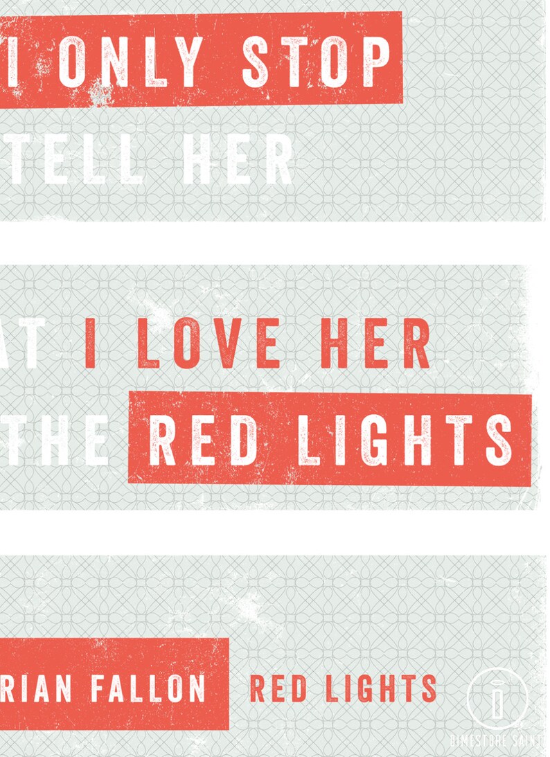 Brian Fallon Lyric Print - Red Lights Lyric Poster - Brian Fallon of ...