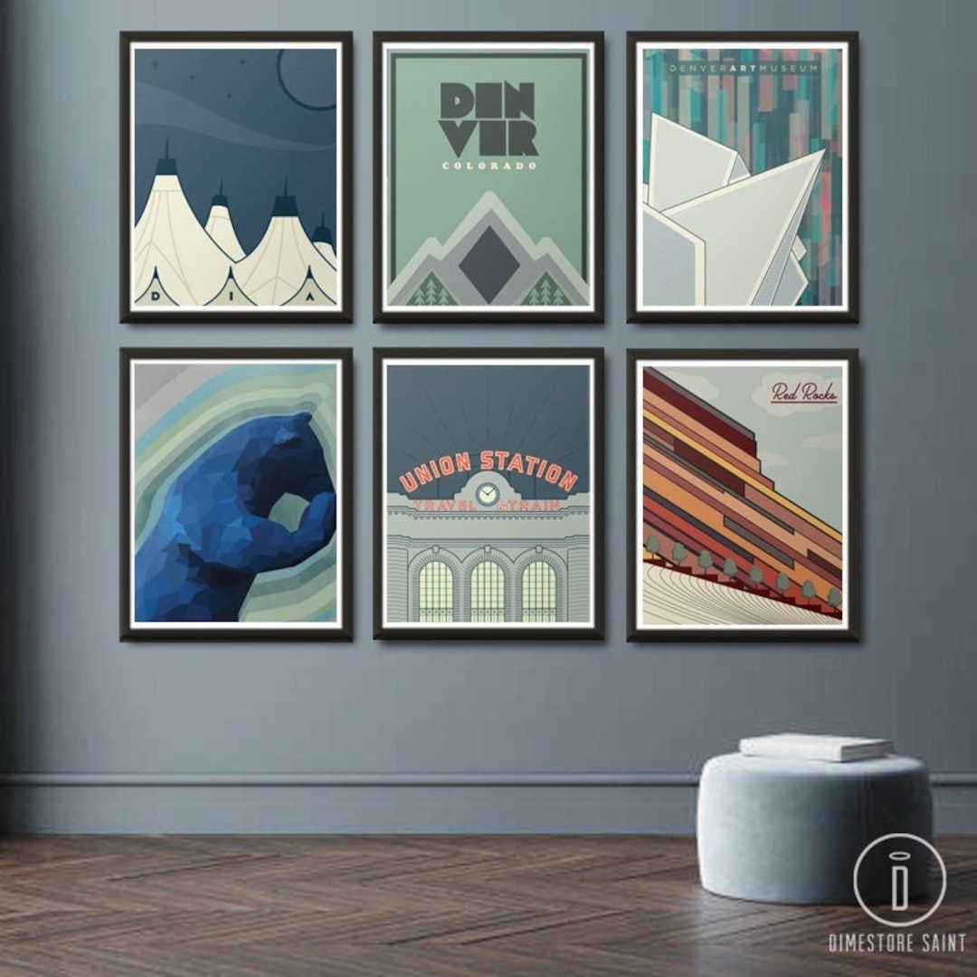 Denver Icons Posters - Denver Skyline - Colorado Decor - Union Station ...