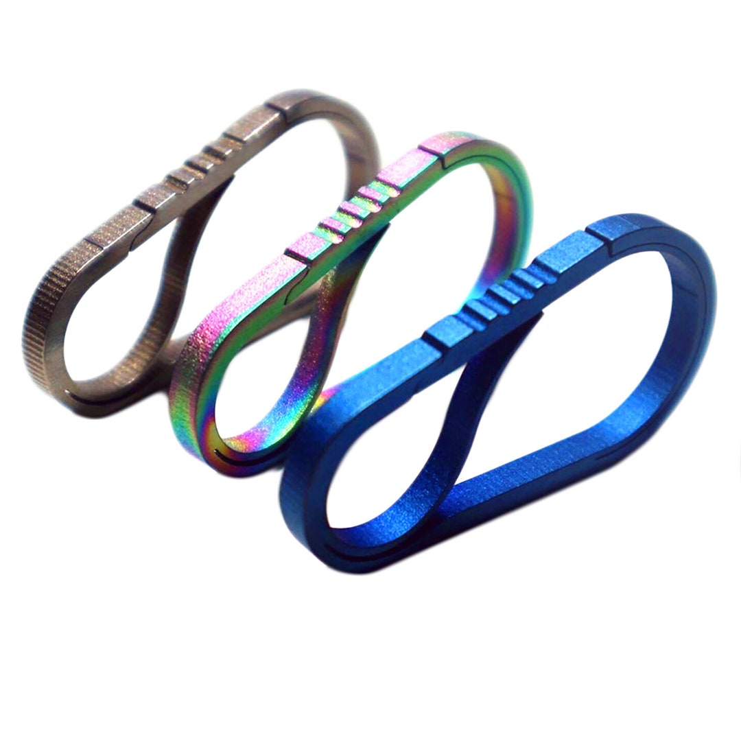 55mm 2.2inch Large TC4 Ti Keychain Solid Titanium Oval Snap Spring Lock ...