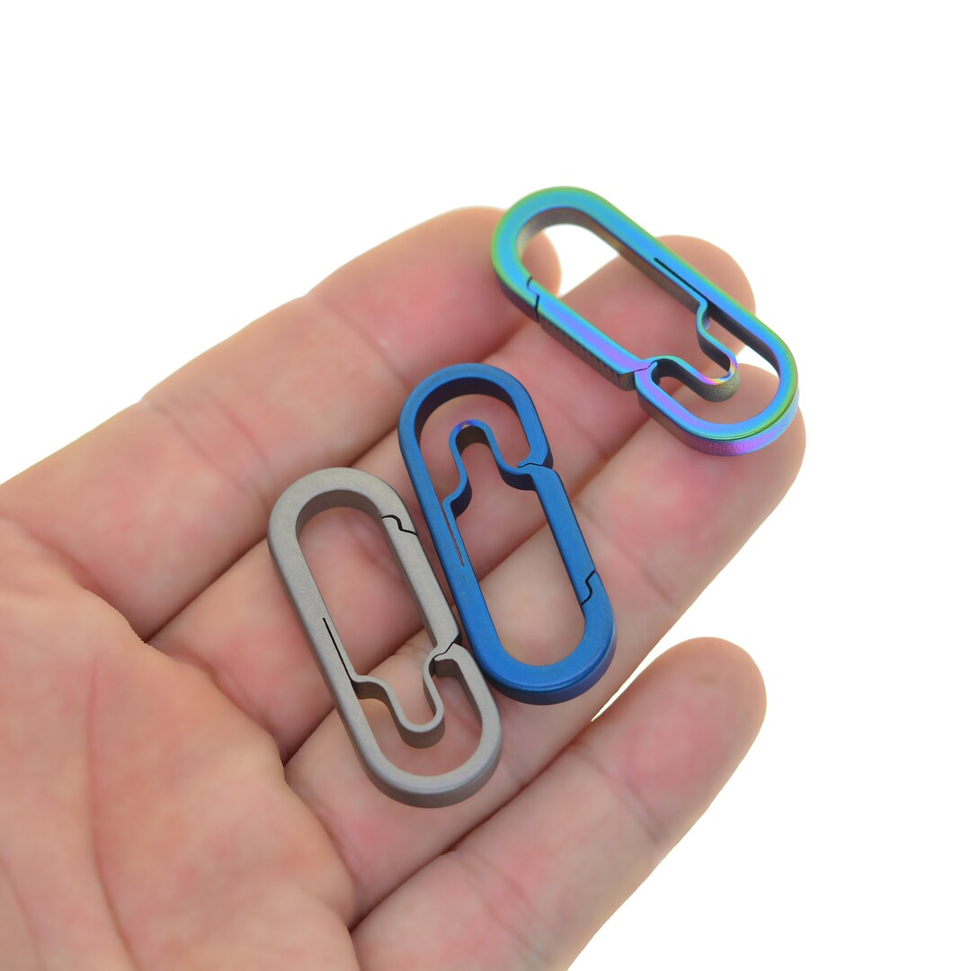 40mm 1.6inch Small TC4 Ti Keychain Solid Titanium Oval Snap Spring Lock ...