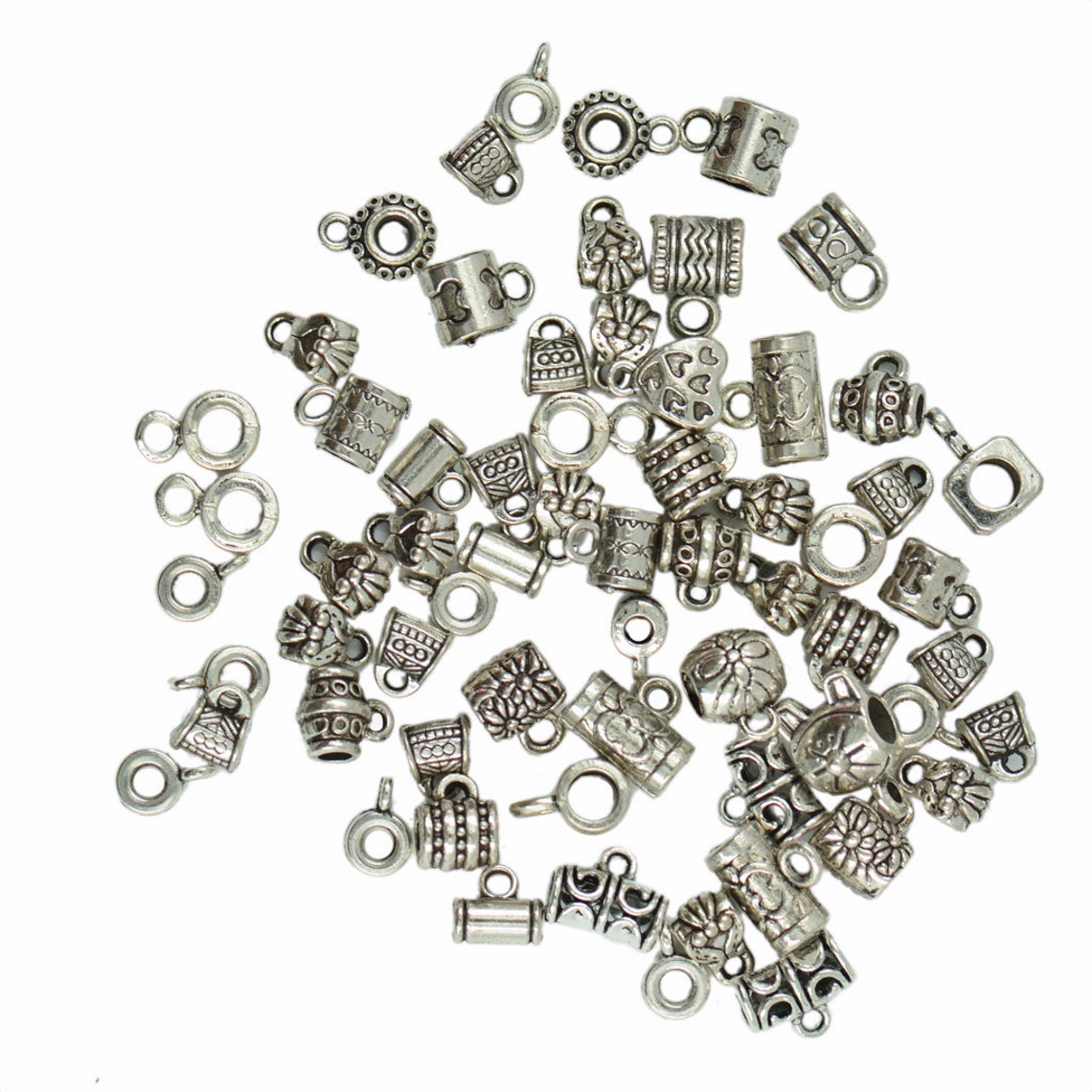 100 X Tibetan Silver Assorted Bail Slider Hanger Dangle Spacer - Etsy