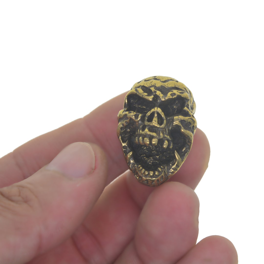 Large 3D Brass 29mm Scary Demon Skull Head Concho Rivet Leather ...