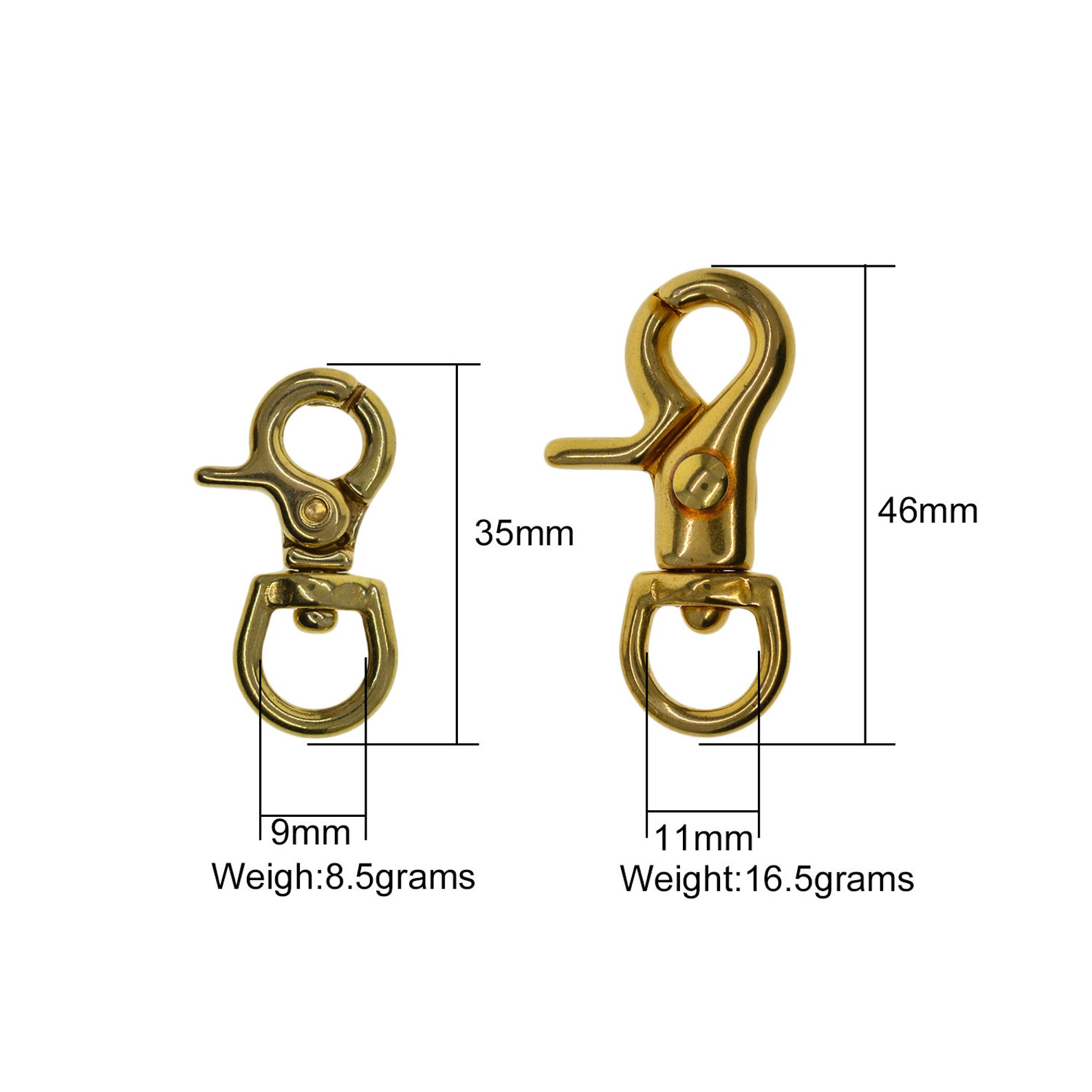 Mini Small Solid Brass Swivel Trigger Snap Hooks Keychain - Etsy