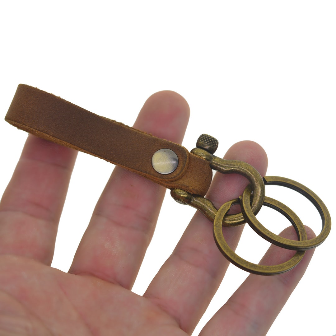 Bronze Screw Shackle Split Ring With Tax Leather Keychains Keyrings ...