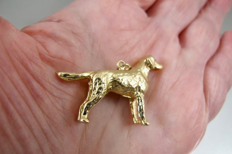14K Solid Gold Dog Pendant. Labrador Golden Retriever Standing - Etsy
