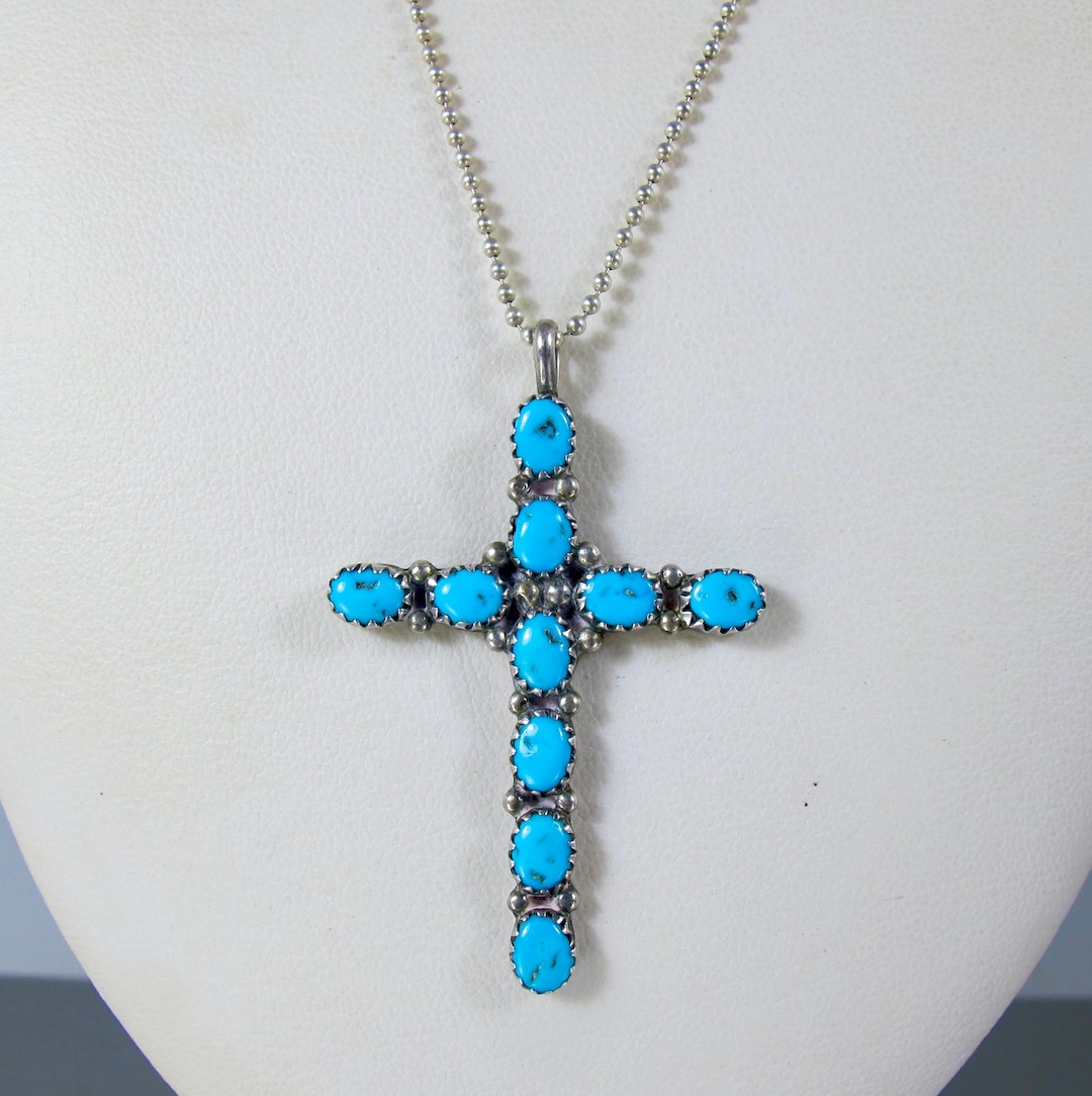 E Yazzie Navajo Cross Necklace. Elsie Yazzie Navajo Sterling Turquoise ...
