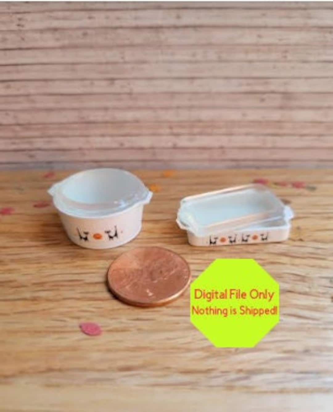 STL File for 3D Printer, Dollhouse Miniature Casserole Dishes, Kitchen ...