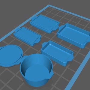 STL File for 3D Printer, Dollhouse Miniature Casserole Dishes, Kitchen ...