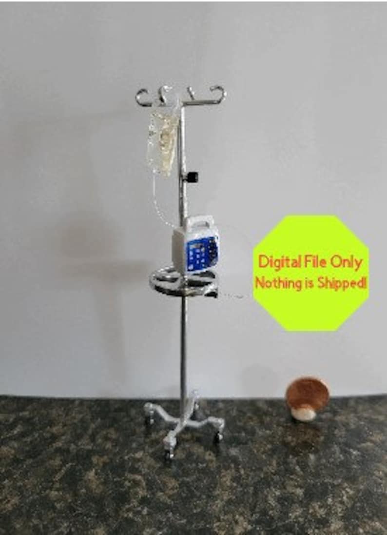 STL, OBJ, File ONLY Dollhouse Miniature 3D Printable Iv Pole, 1:12 ...