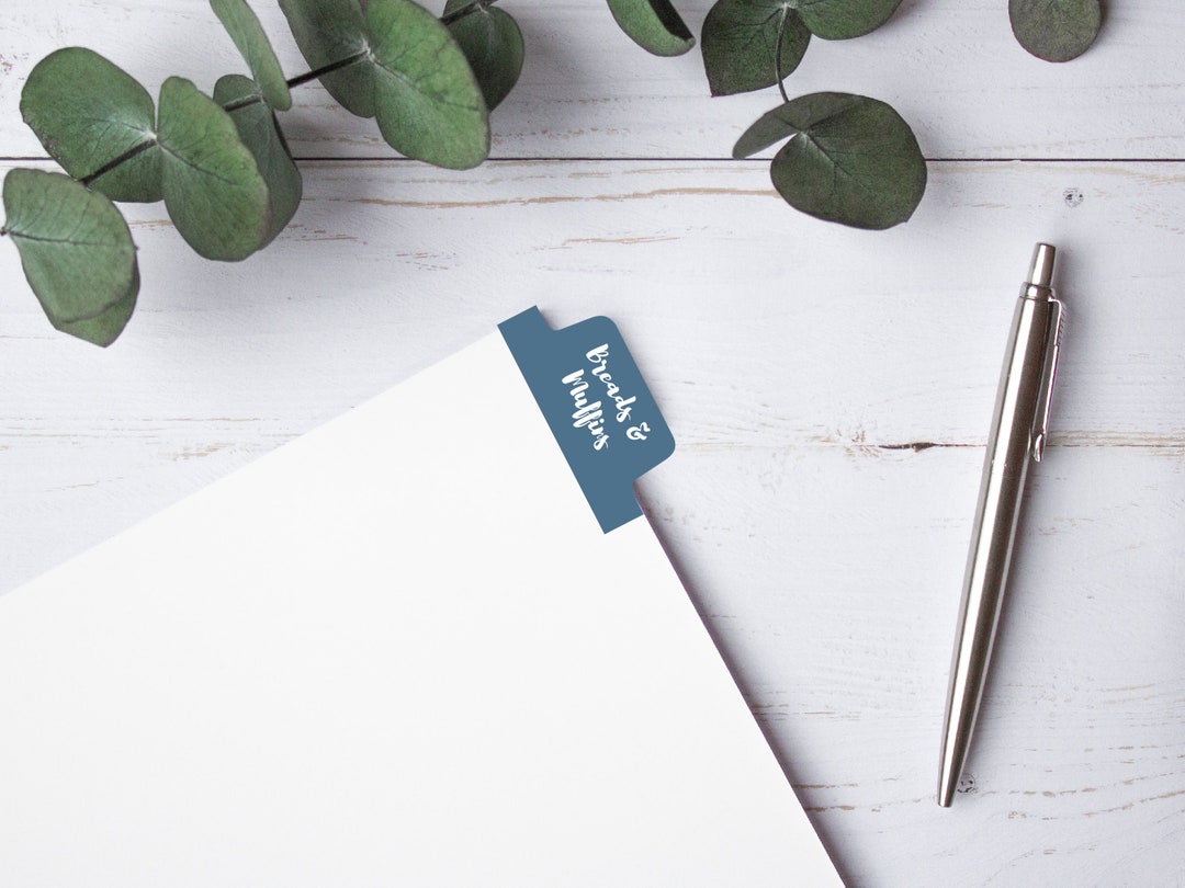Blue Foldover Divider Tabs, Recipe Binder, Digital File, DIY Tabs ...