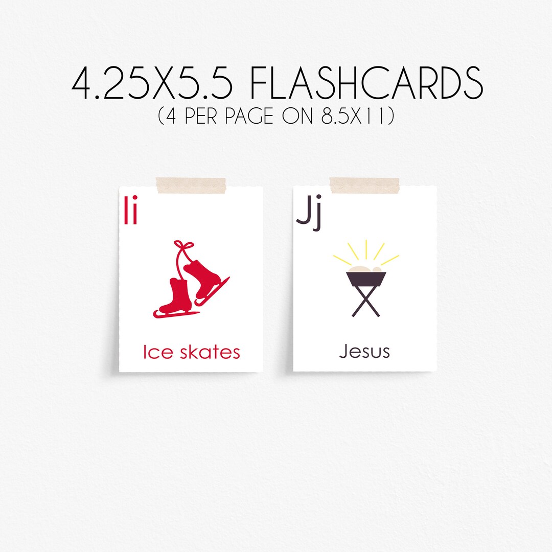 Christmas Theme Alphabet Flashcards, 5x7, 4.25x5.5, Colorful, Toddler ...