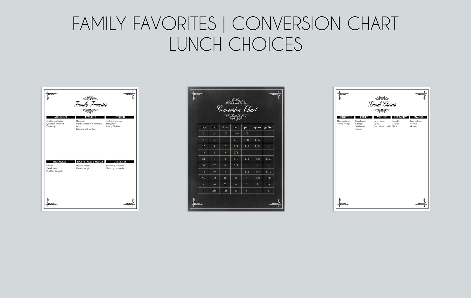 Chalkboard Recipe Binder Printable Kit, Editable DIY Recipe PDF Set ...