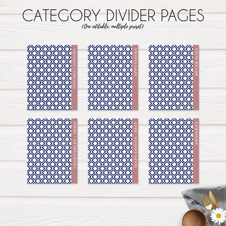 Moroccan Recipe Binder Kit, Printable Recipe Binder, Instant Download ...