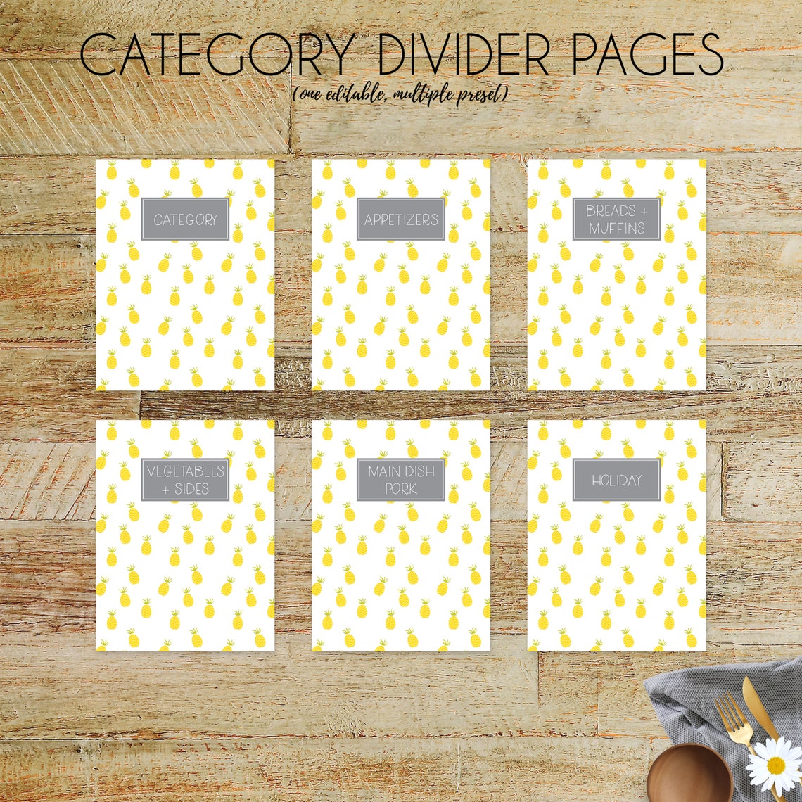 Pineapple Recipe Binder Kit Printable Recipe Binder - Etsy