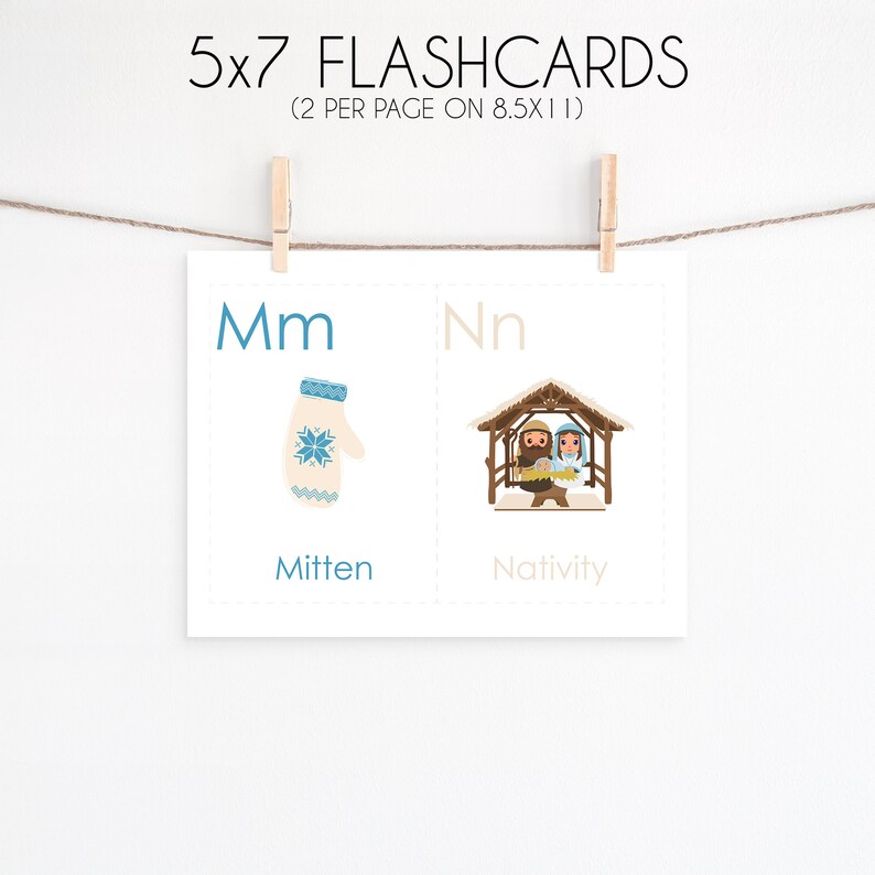 Christmas Theme Alphabet Flashcards, 5x7, 4.25x5.5, Colorful, Toddler ...