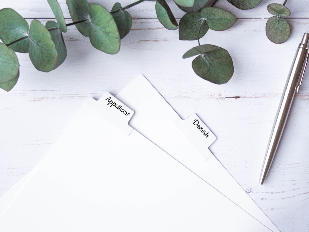 White Foldover Divider Tabs, Recipe Binder, Digital File, DIY Tabs ...