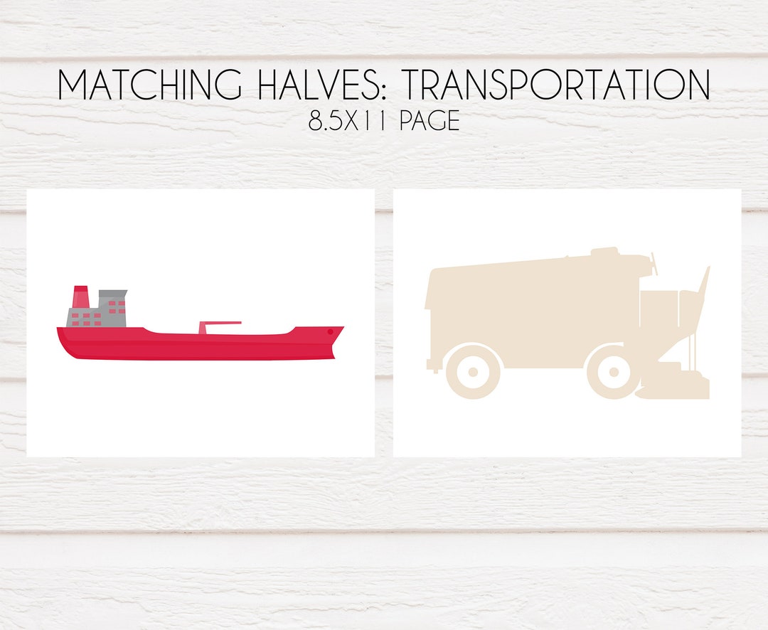 Transportation Matching, Colorful, Matching Puzzle, 5x7, Visual ...