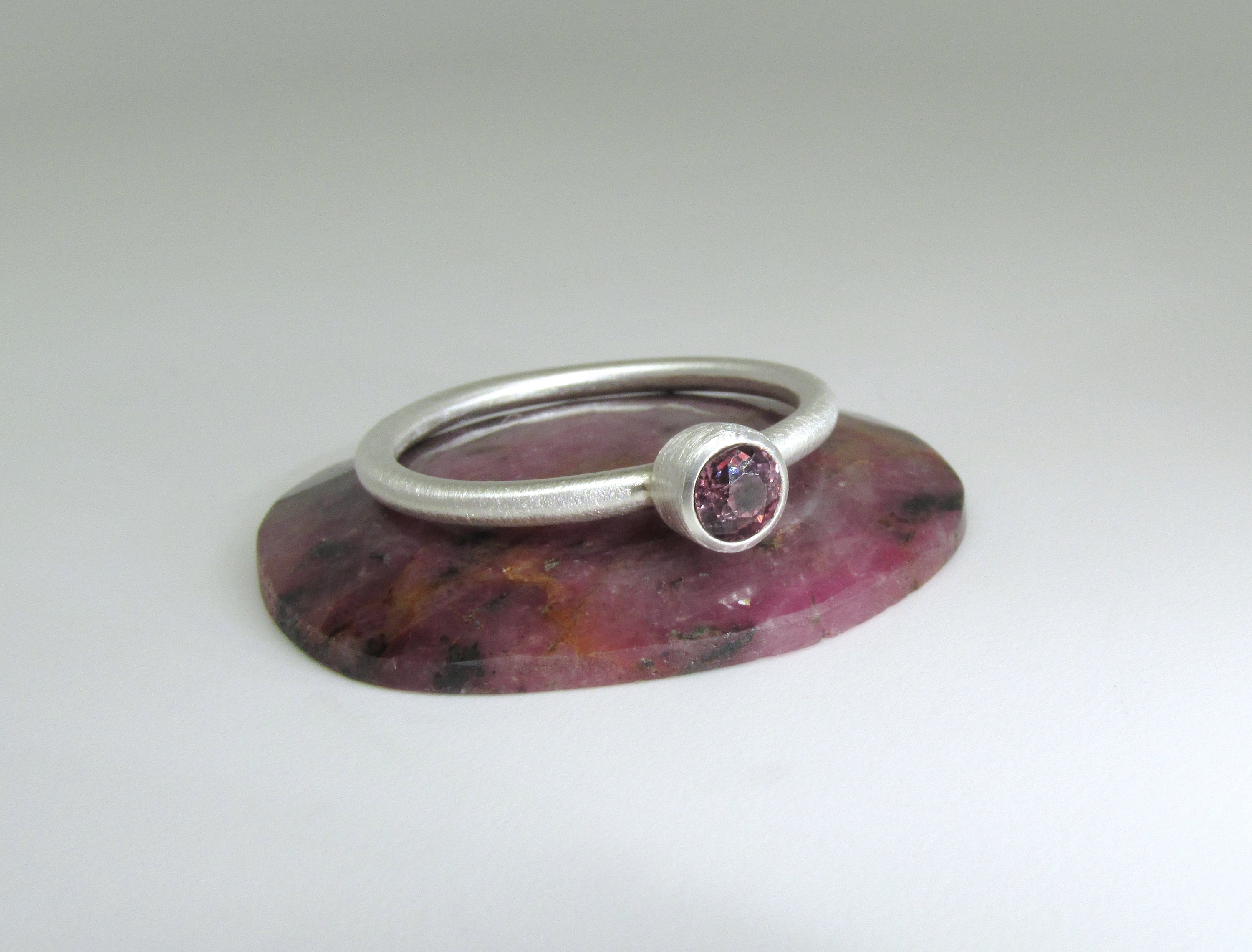 Solitaire Spinel Ring in Sterling Silver Purple Spinel Modern Handmade ...