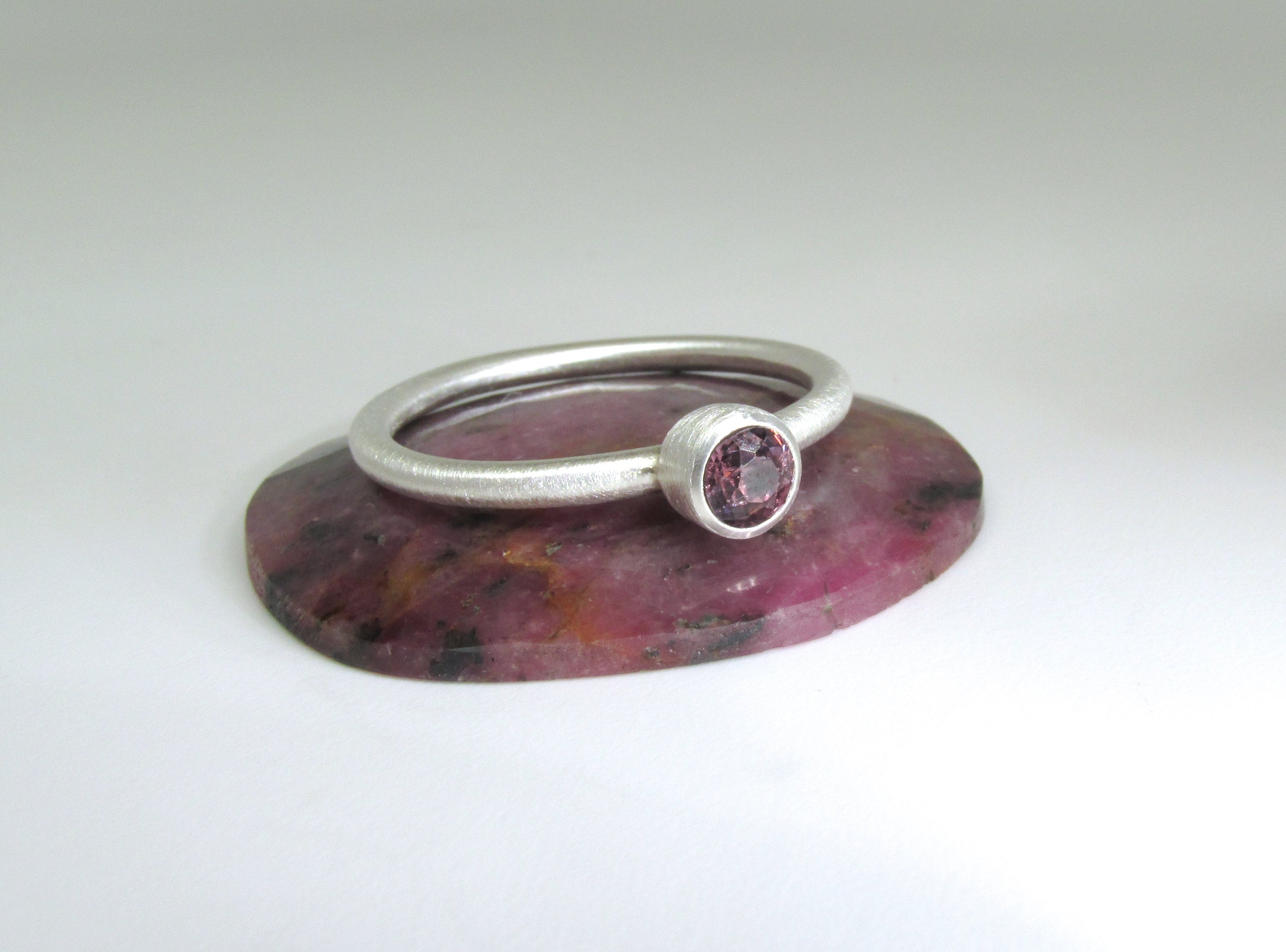 Solitaire Spinel Ring in Sterling Silver Purple Spinel Modern Handmade ...
