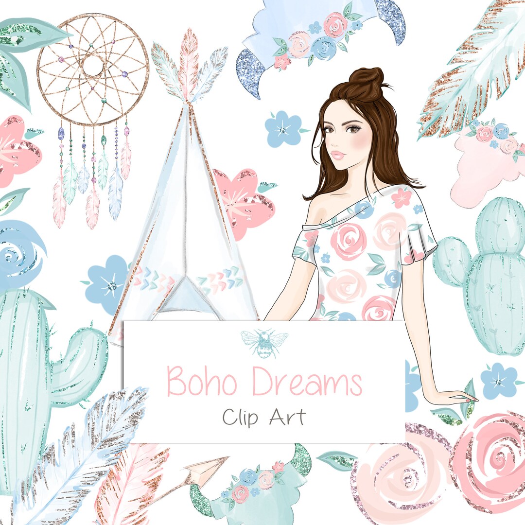 Boho Dreams Clipart - Etsy