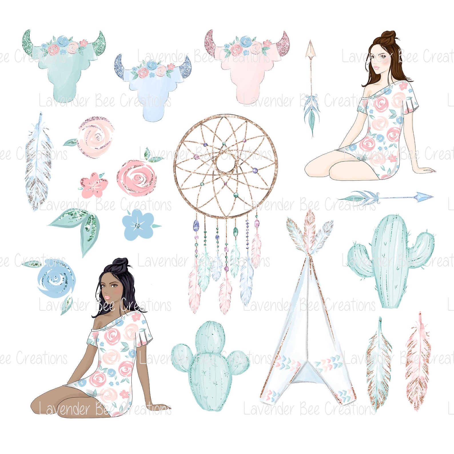 Boho Dreams Clipart - Etsy