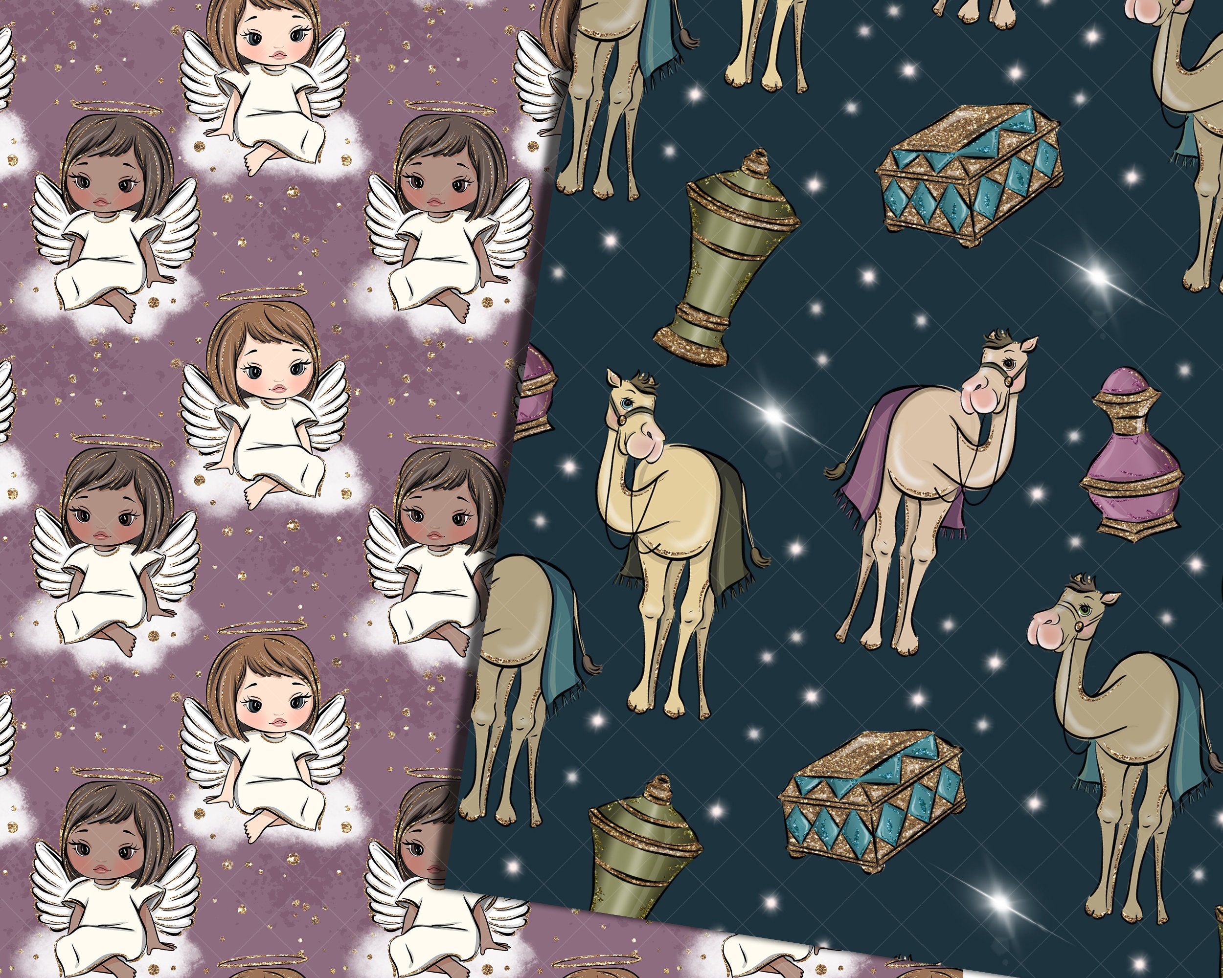 O Holy Night Digital Papers, Nativity, Christmas Patterns, Seamless ...