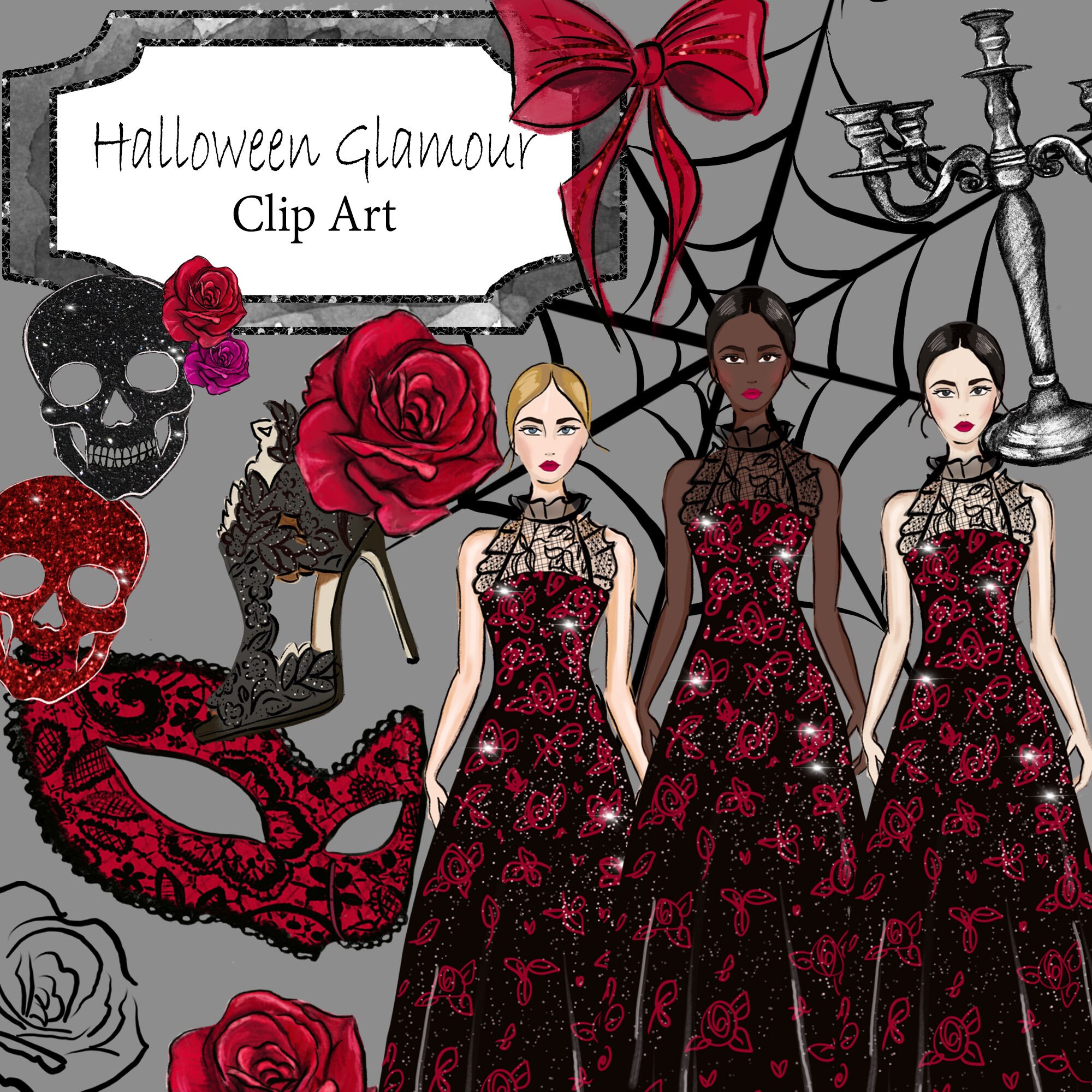 Halloween Glamour Clip Art - Etsy