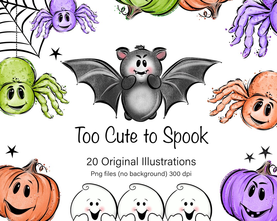 Too Cute to Spook Halloween Clip Art, Cute Planner Stickers, Pumpkins ...