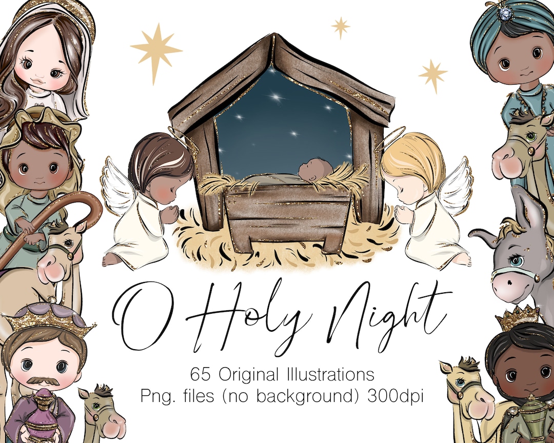 O Holy Night Clip Art Pack, Cute Planner Stickers, Angels, Nativity ...
