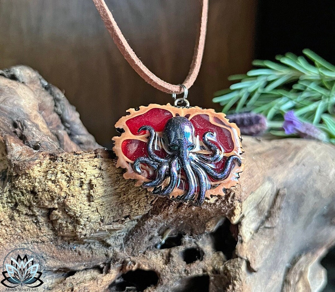 Octopus Pendant- Spirit Ocean Animal Black Galaxy Blue Painted Octopus ...