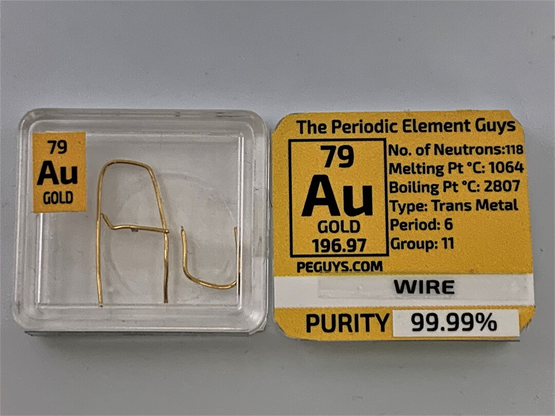Gold Metal Wire 99.99% 0.20 Grams in a Periodic Element Tile WIRED ...