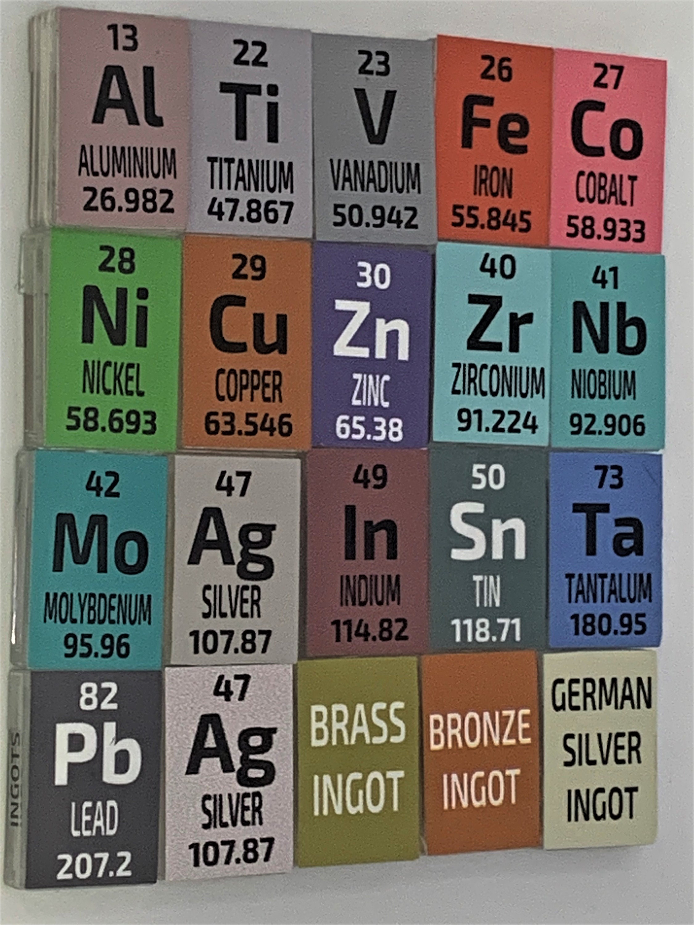 20 X 1 Gram Periodic Element Metal Ingots SILVER X 2, Tantalum, Cobalt ...