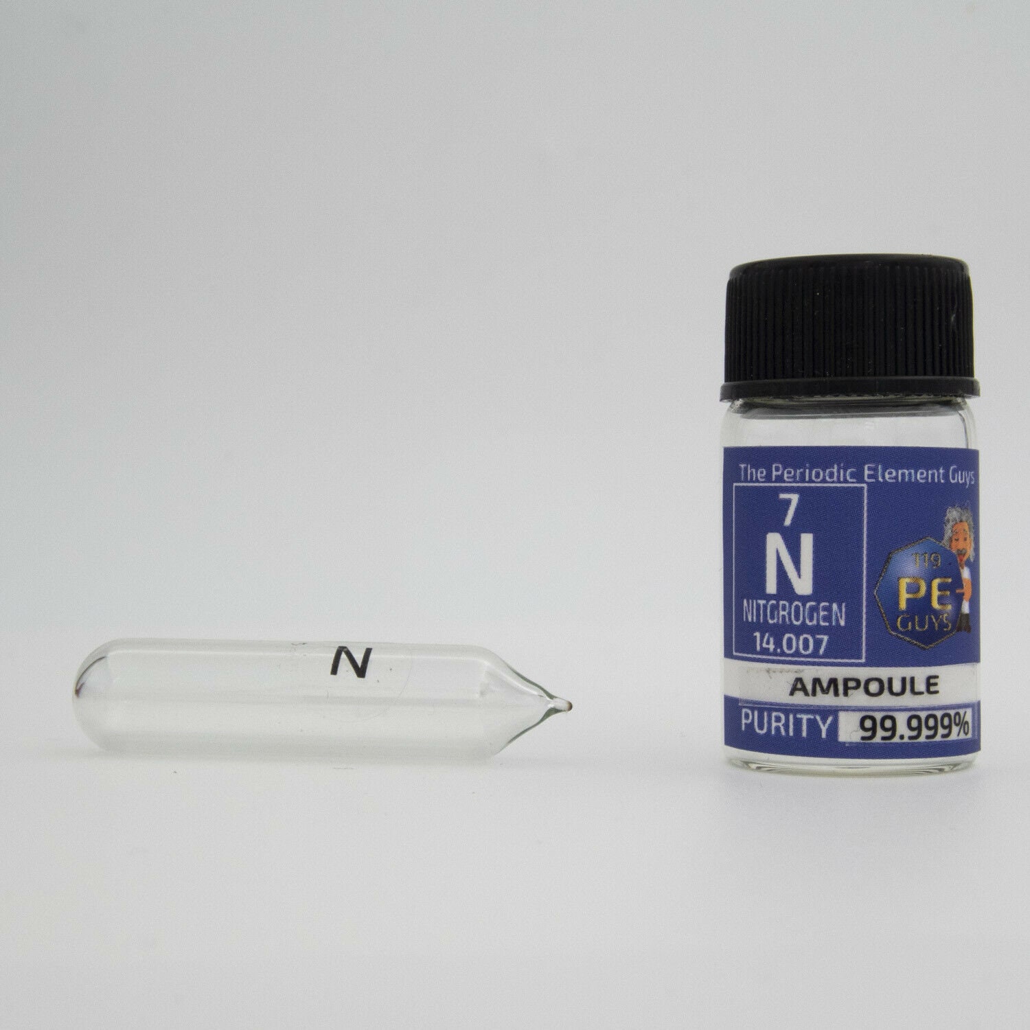 Pure Nitrogen Gas Ampoule Element Sample Low Pressure in Labeled Glass ...