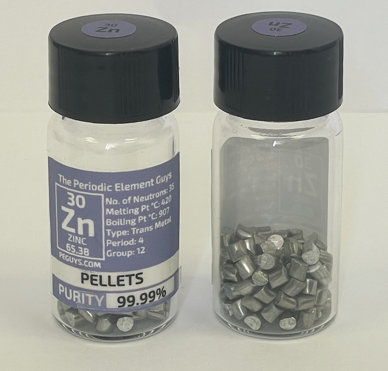 Zinc Metal Pellets 99.99% Purity 15 Grams in Our Fully Labeled Glass ...