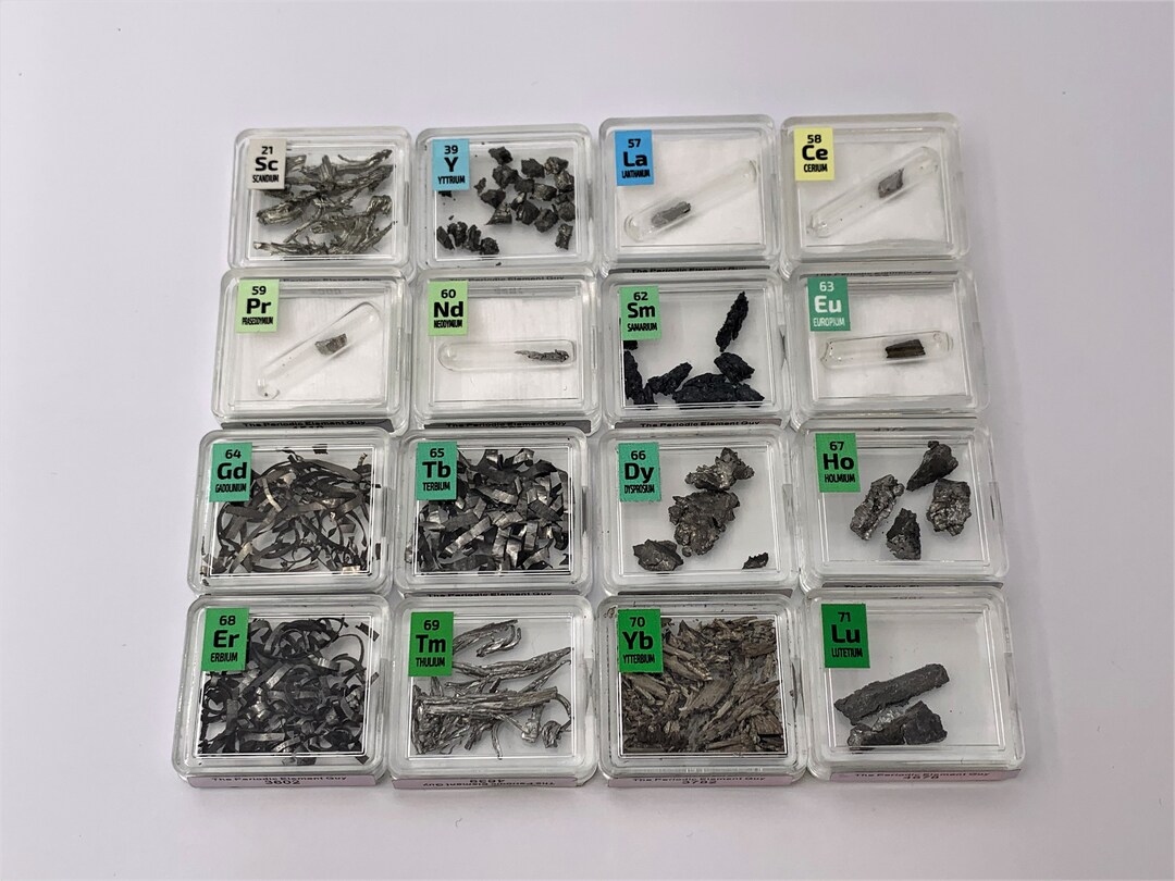 A Deluxe HANDMADE RARE EARTH Metal Set of 16 Different Elements Samples ...
