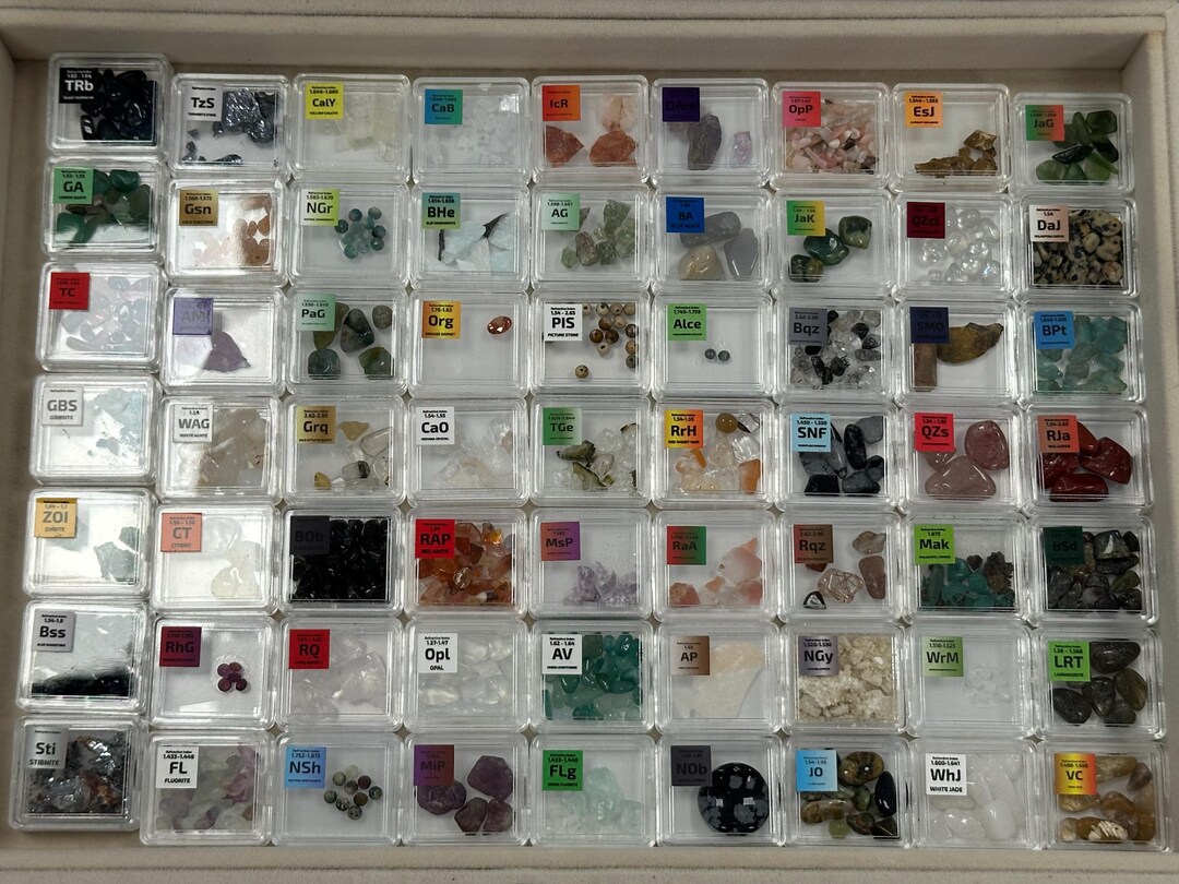 New Ultimate Mineral Gemstone Collection 118 Gem Tiles in 2 Felt Glass ...
