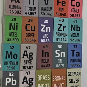 20 X 1 Gram Periodic Element Metal Ingots SILVER X 2, Tantalum, Cobalt ...