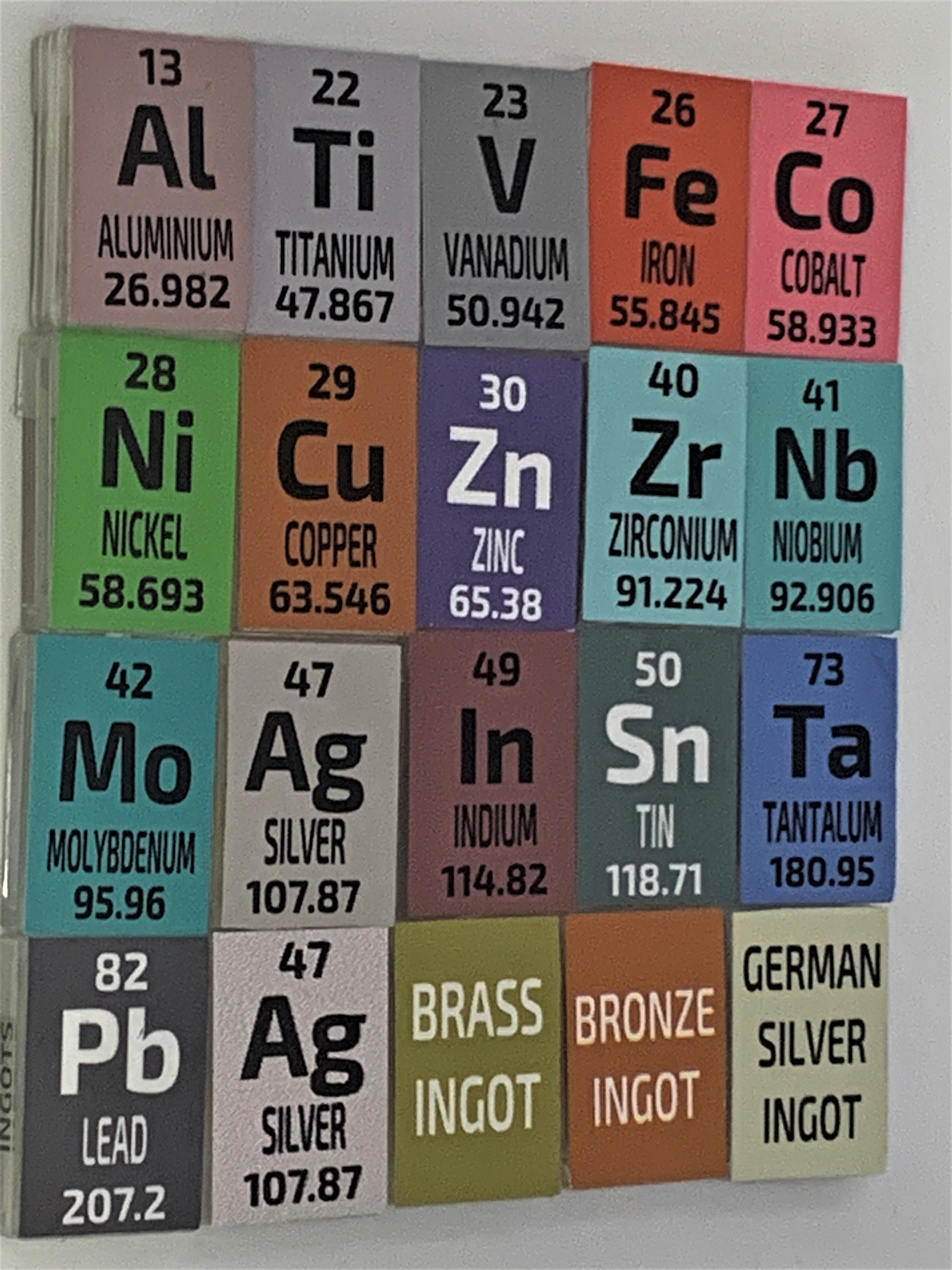 20 X 1 Gram Periodic Element Metal Ingots SILVER X 2, Tantalum, Cobalt ...