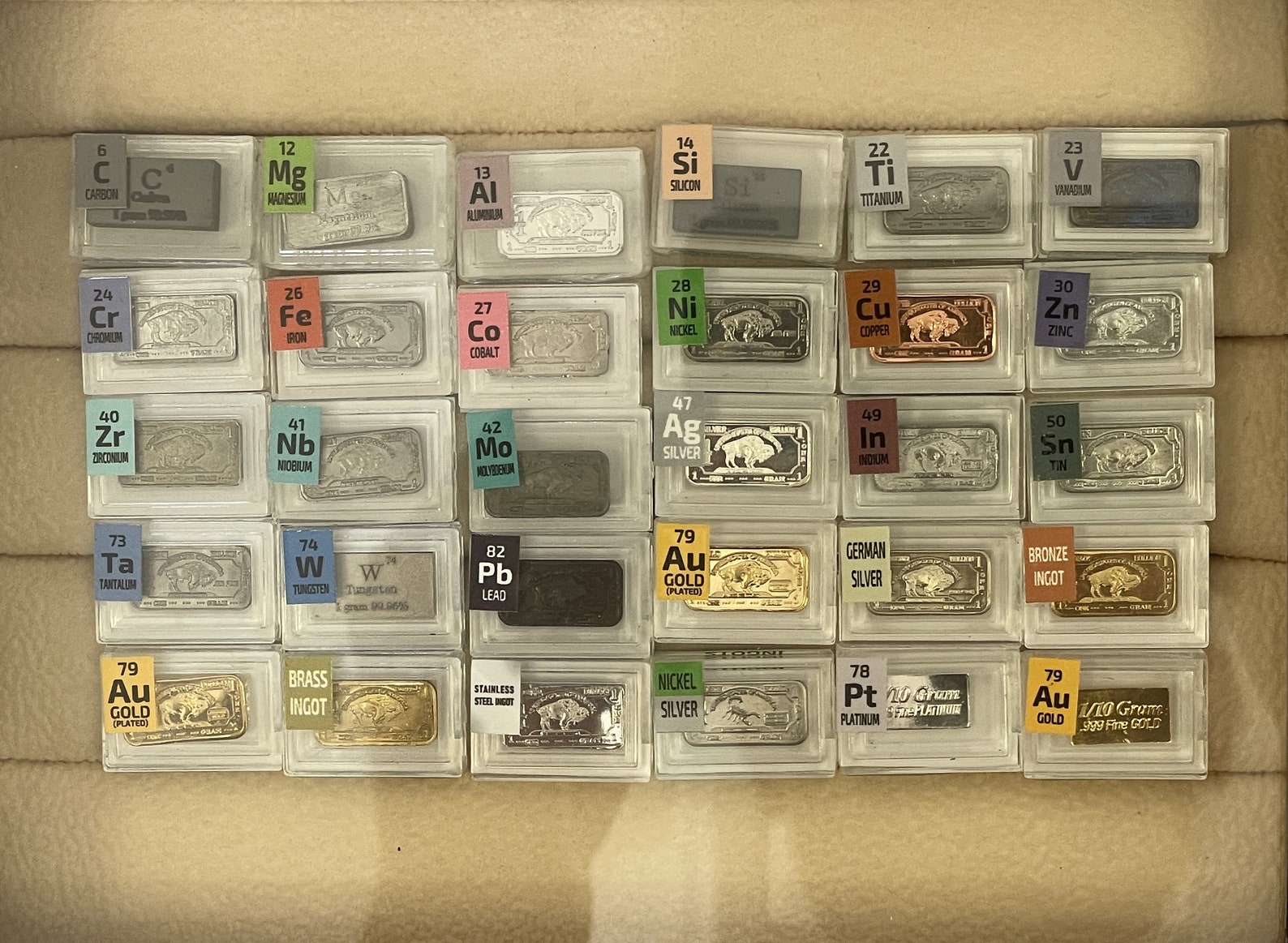 30 Metal Ingots Each in a Labeled Periodic Element Tile in Luxury ...