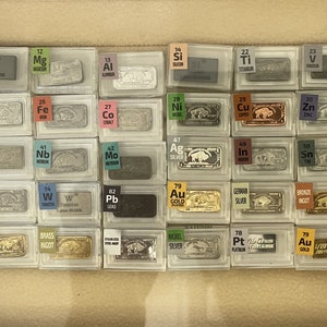 30 Metal Ingots Each in a Labeled Periodic Element Tile in Luxury ...